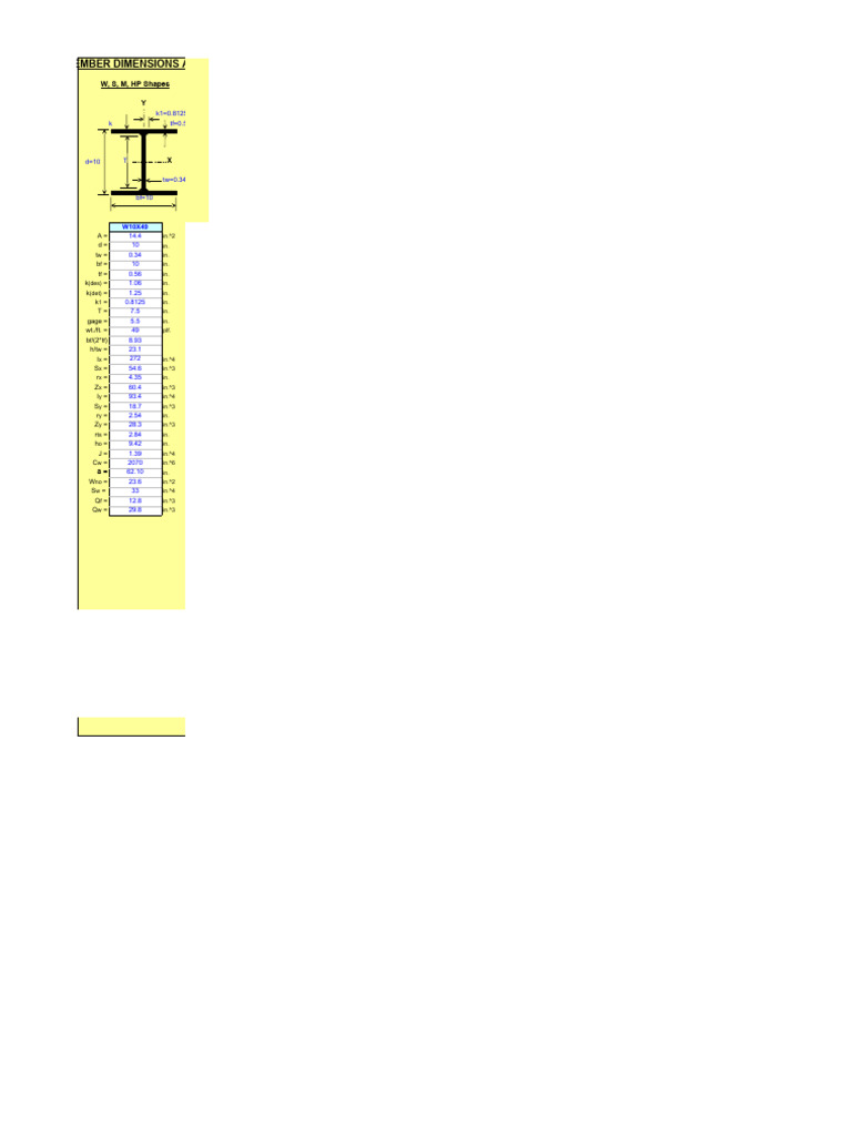 W10X49 Beam Dimensions and Properties | PDF | Building Engineering ...