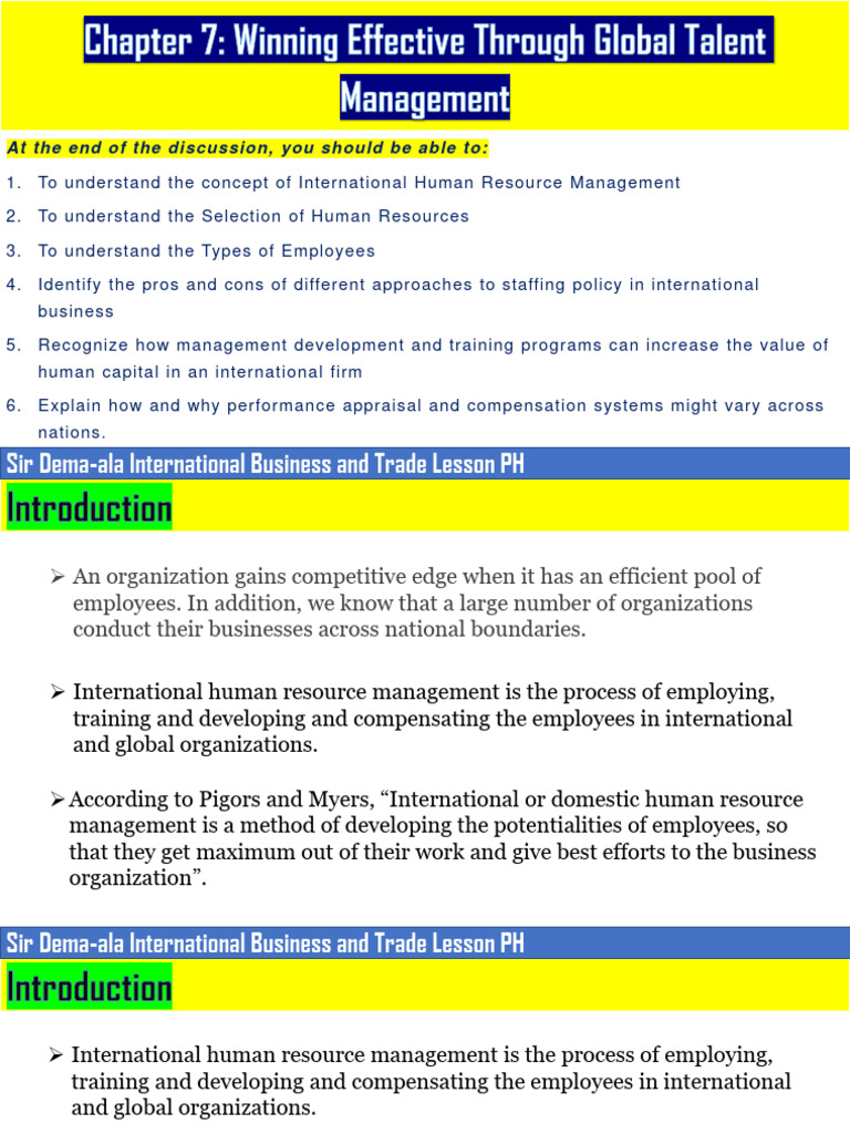 Chapter 7 Winning Effective Through Global Talent Management | PDF | Cost Of Living | Human ...
