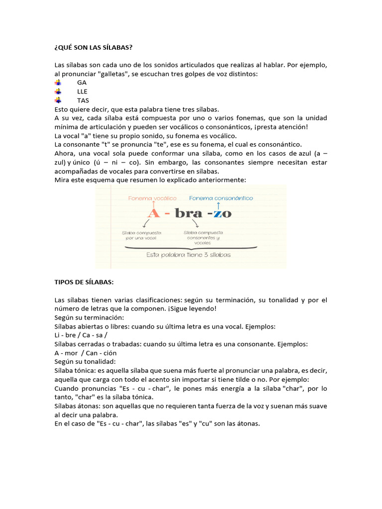 Acento y Tilde en las Sílabas | PDF | Sílaba | Idiomas