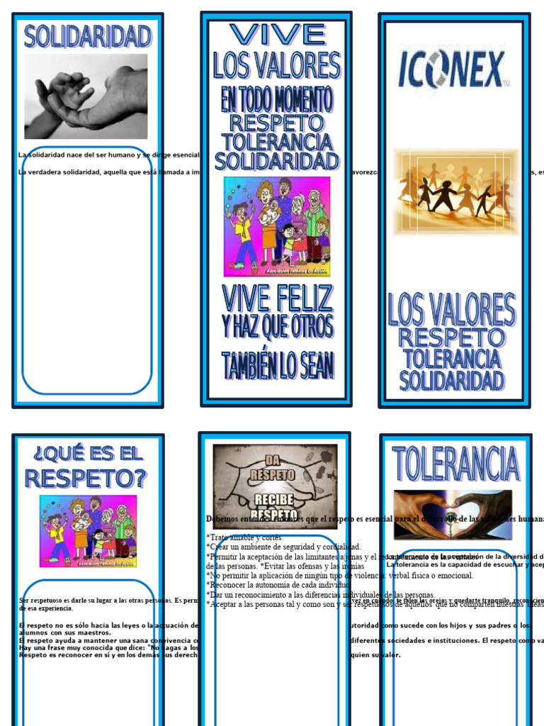 Triptico-Los-Valores-Respeto-Tolerancia Julio-Septiembre | PDF | Tolerancia | Principios éticos