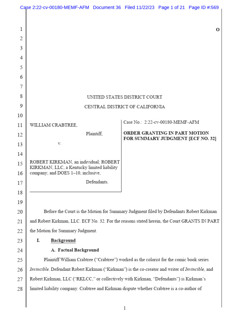 Order On Motion For Summary Judgment | PDF | Burden Of Proof (Law ...