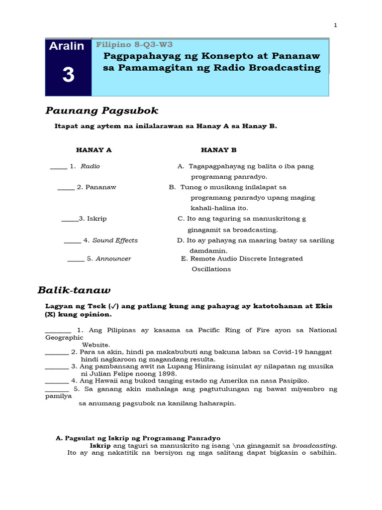 Filipino 8 Q3 Week 3 Edited | PDF