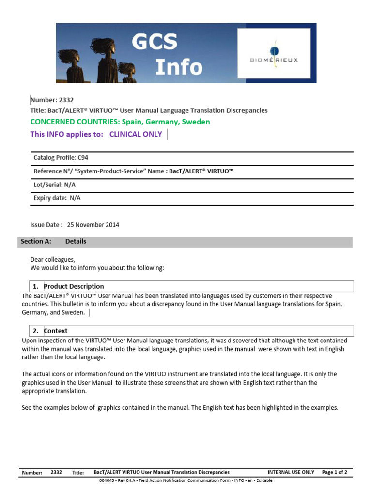 2332 - InFO - BacTALERT VIRTUO - User Manual Language Translation ...
