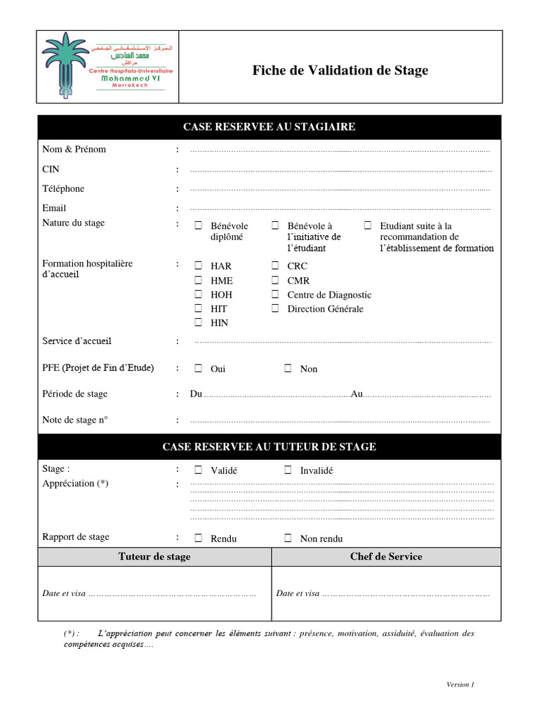 Fiche Validation Stage 23052023 | PDF