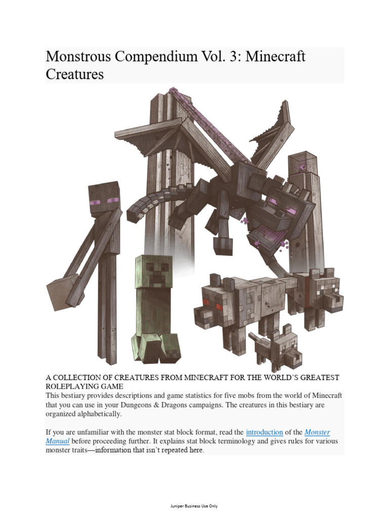 Monstrous Compendium Vol 3 Minecraft | PDF | Minecraft