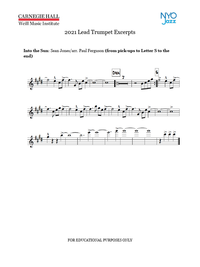 Lead Trumpet Excerpts 2021 | PDF