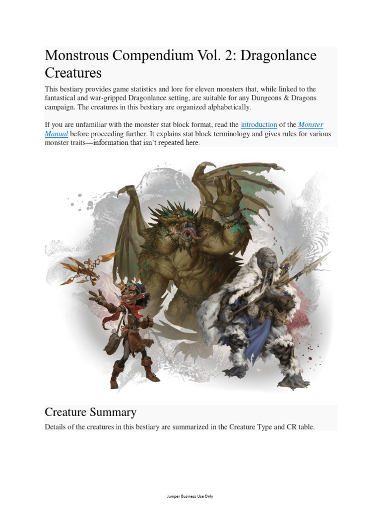 Monstrous Compendium Vol 2 Dragonlance | PDF