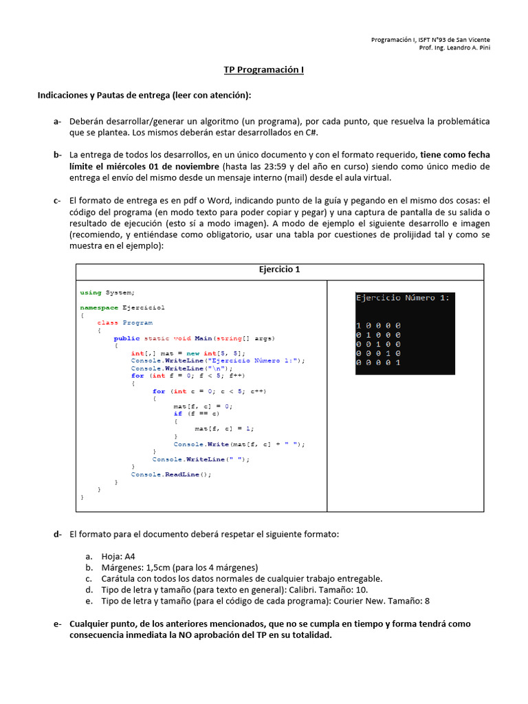 TP Programacion | PDF | C Sharp (lenguaje de programación) | Tecnologías de la información