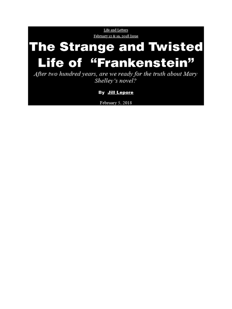 The Strange and Twisted Life of Frankenstein | PDF | Frankenstein ...