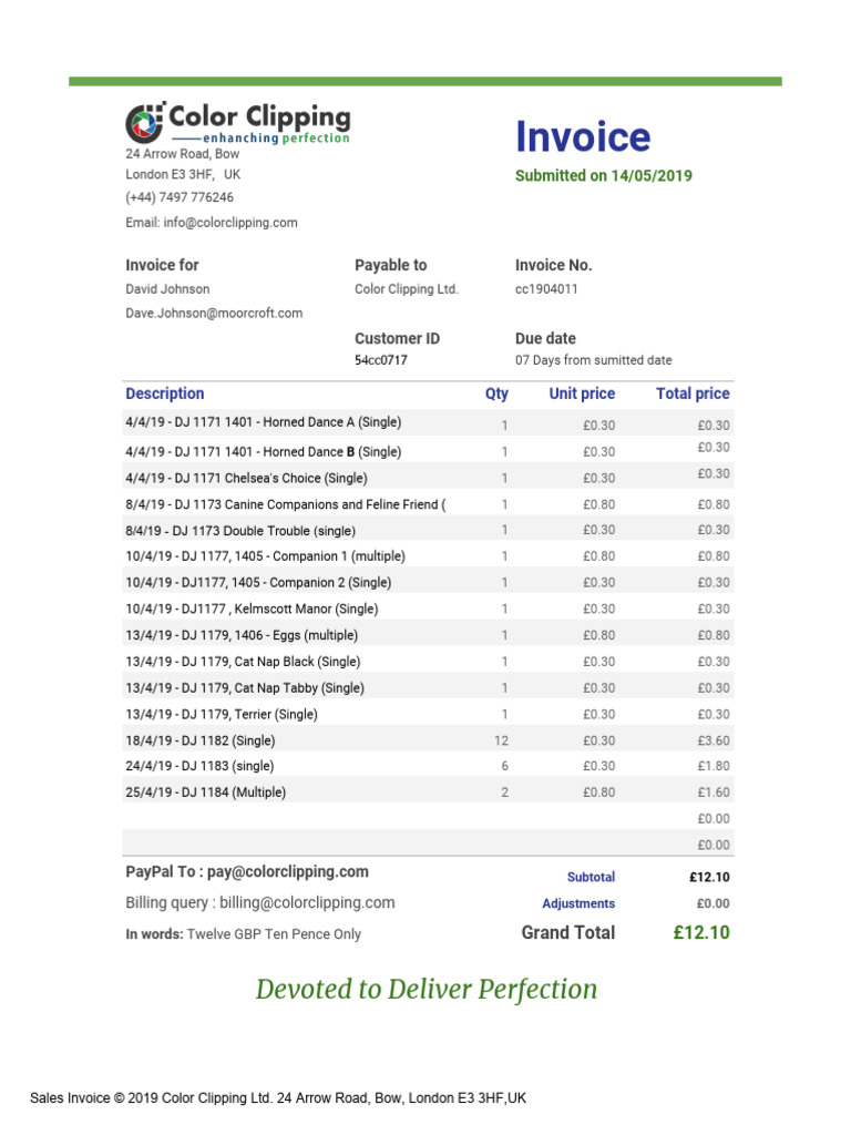CC Invoice April 2019 - 54cc0717 | PDF | Cats