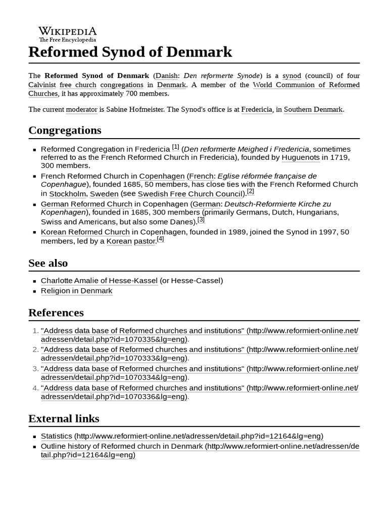 Reformed Synod of Denmark | PDF