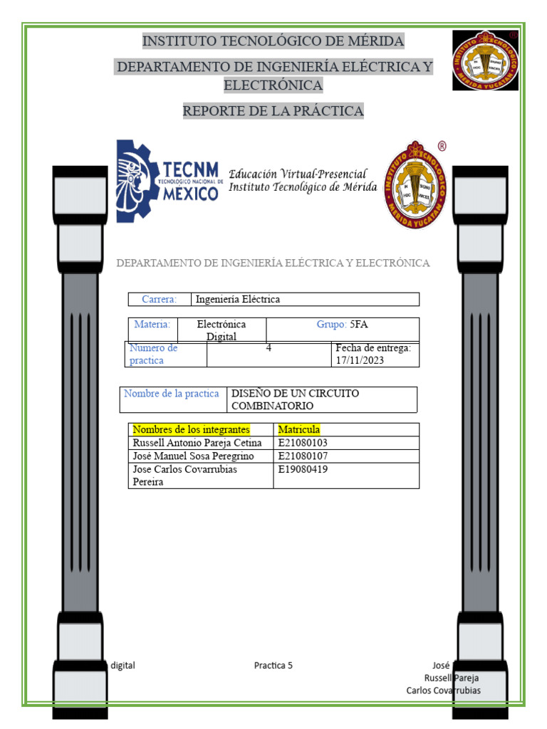 Reporte Electronica Digital - P4 | PDF | Electrónica | Puerta lógica