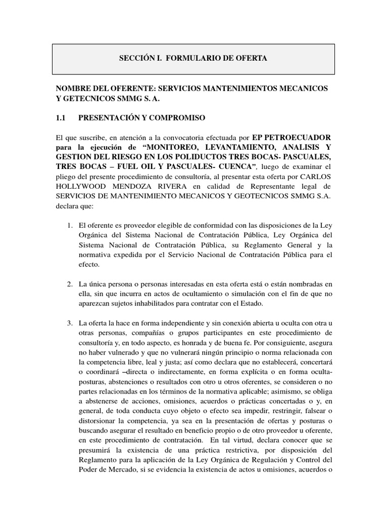 1 Formulario Oferta Signed | PDF | Outsourcing | Regulación