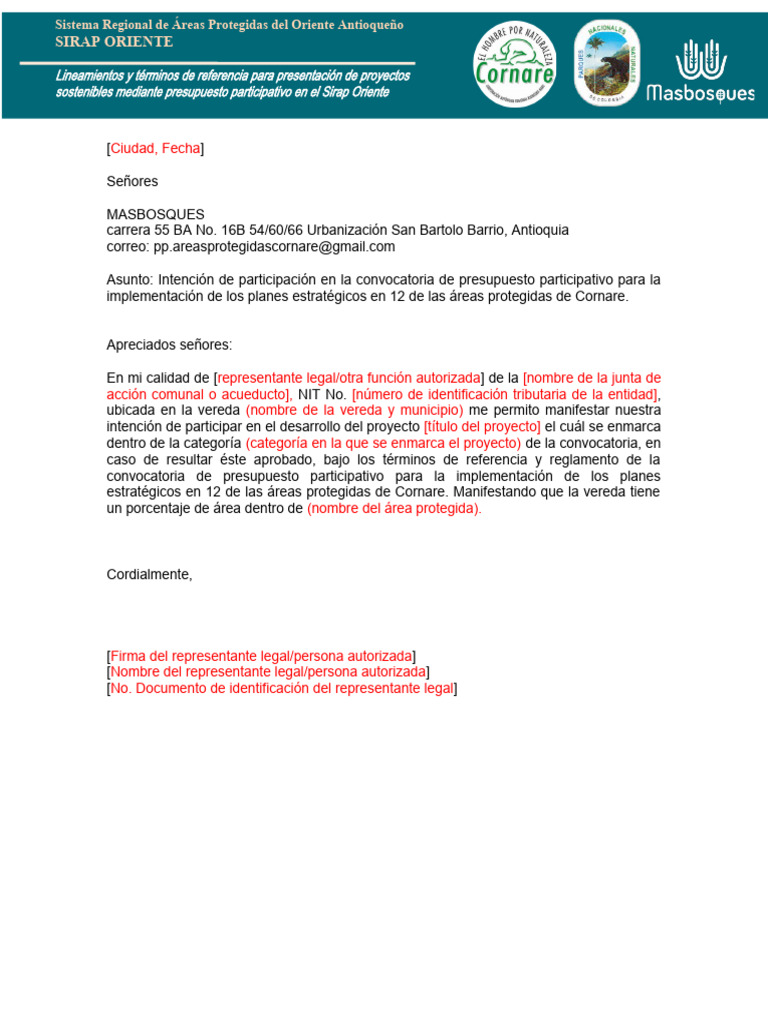 Anexo 1 Formato Carta de Intencion SIRAP 2021 2 | PDF