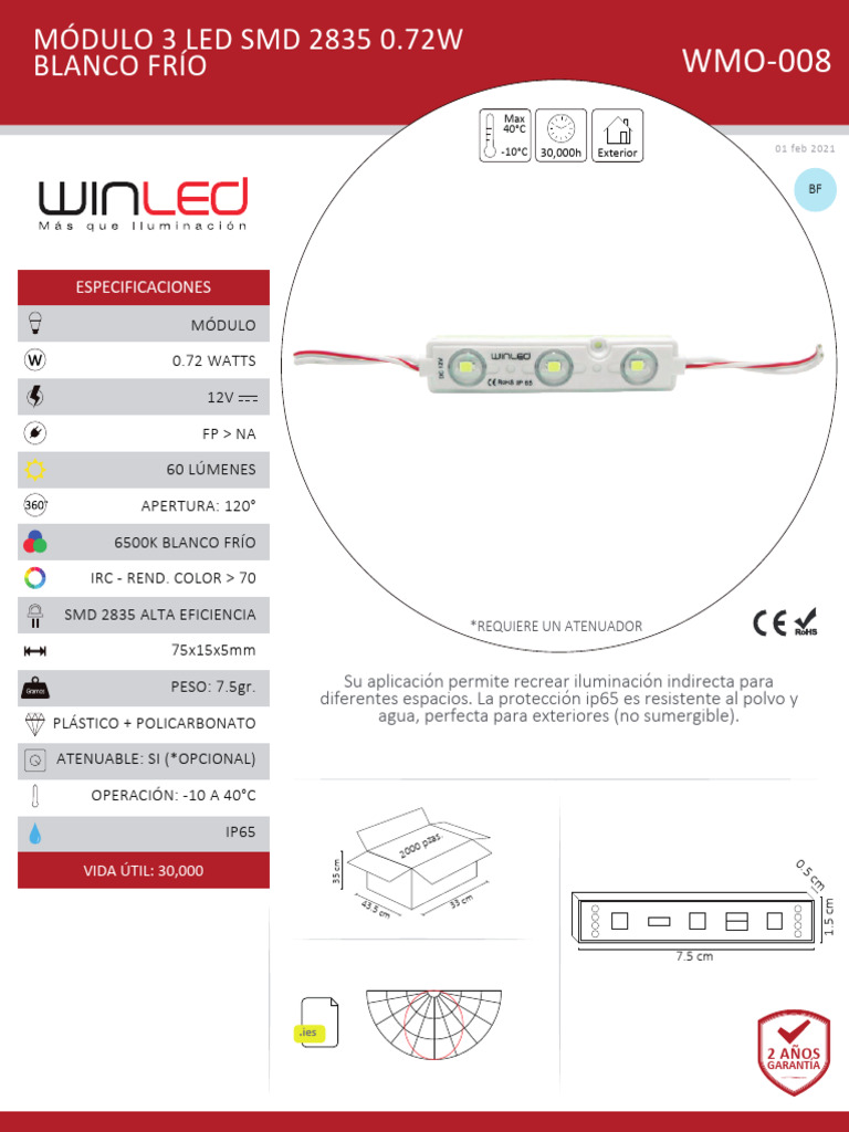 WMO 008 Ficha Tecnica WINLED 2021 | PDF | Encendiendo | Ligero