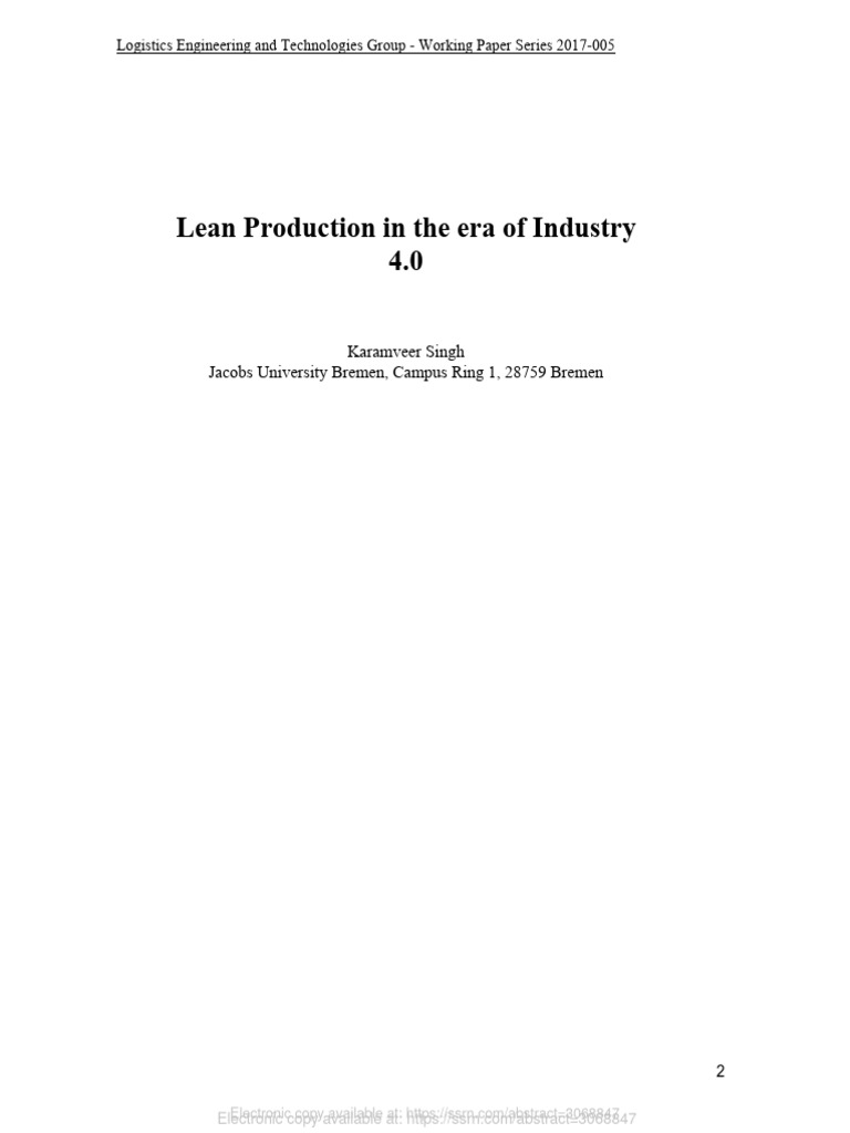 Lean Production in The Era of Industry 4.0 | PDF | Lean Manufacturing ...