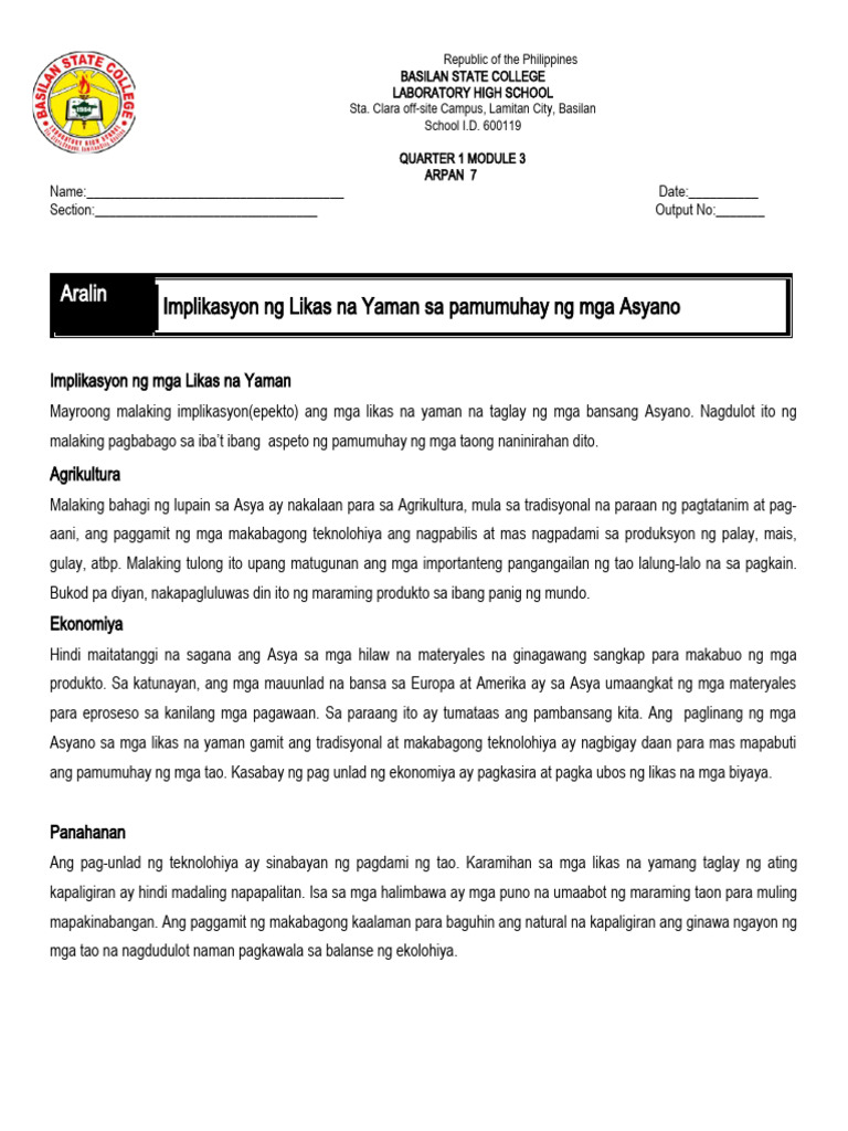 Arpan 7 Quarter 1 Module 3 | PDF