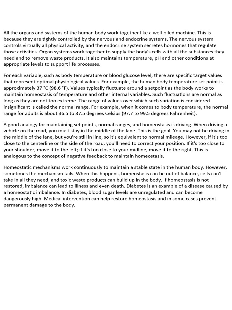 Homeostasis Feedback | PDF | Homeostasis | Endocrine System