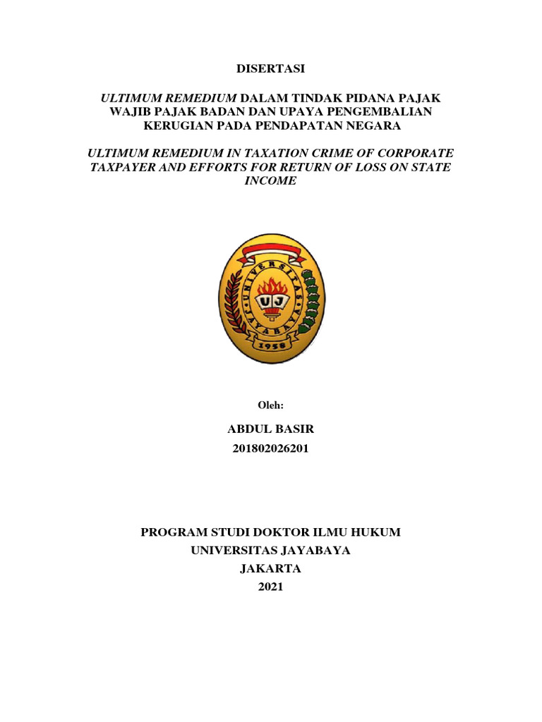 Disertasi S3 Ilmu Hukum-Abdul Basir | PDF