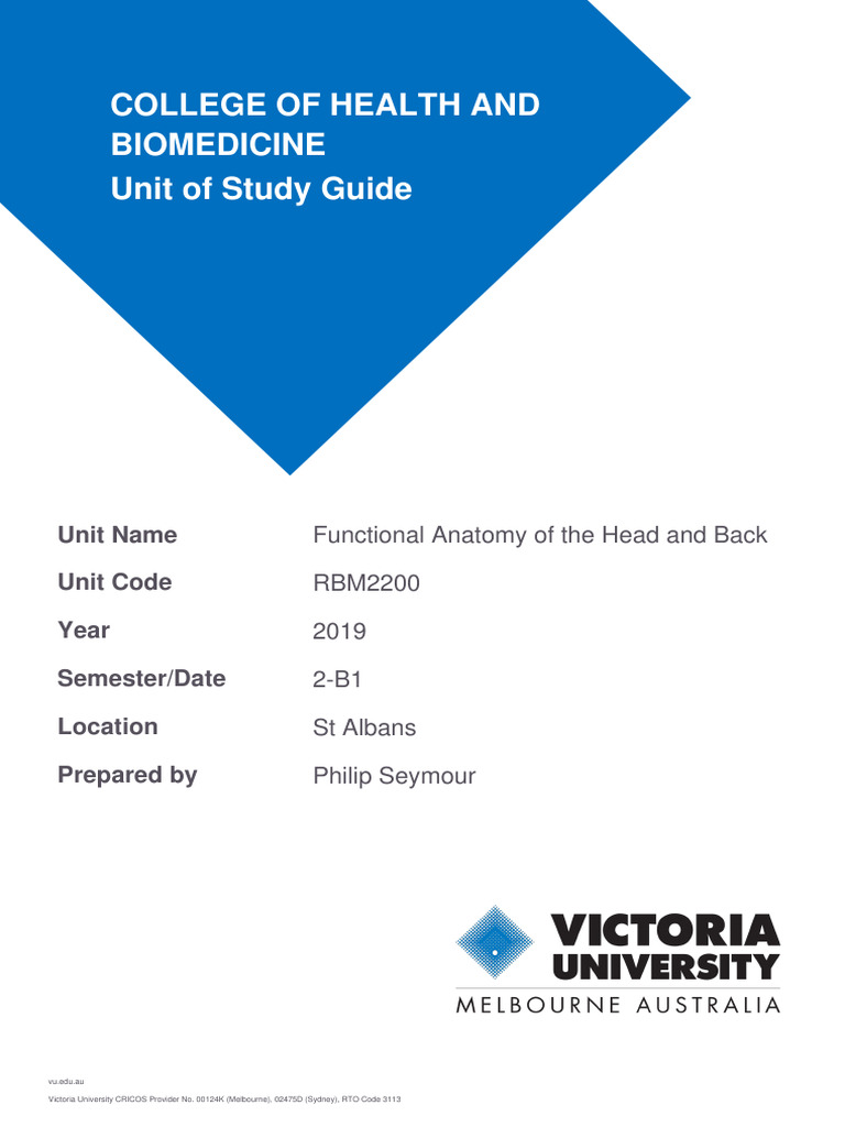 RBM2200 - Functional Anatomy of The Head and Back | PDF | Neck | Turnitin