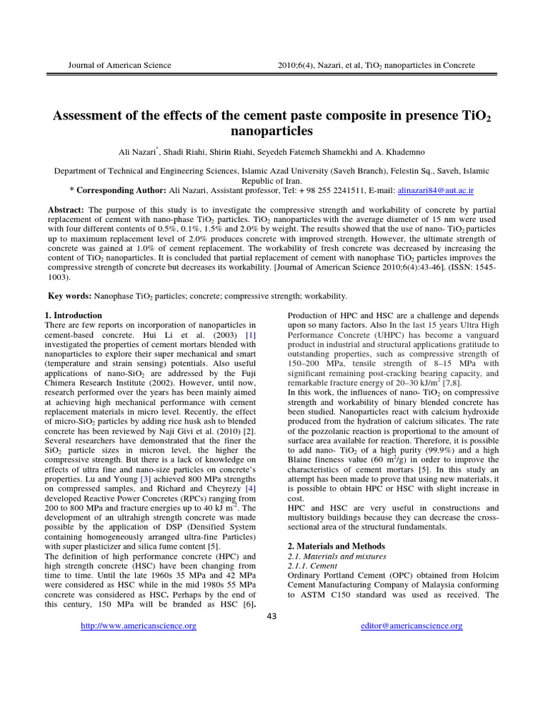 2.5. - Assessment of The Effects of The Cement Paste Composite in ...