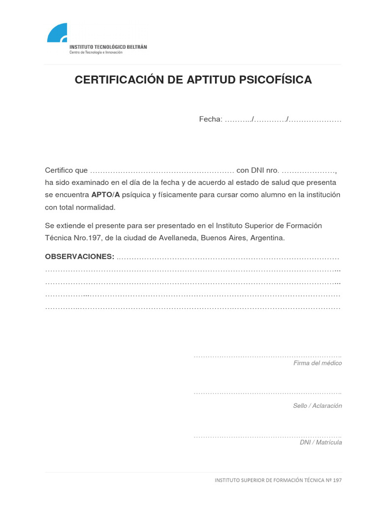 Formulario - Apto Psicofísico | PDF | Derecho