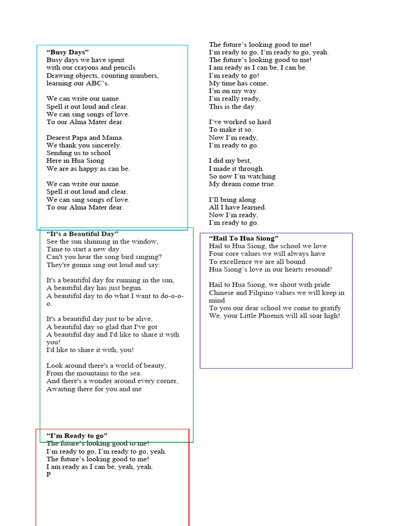 Moving Up Songs Lyrics | PDF | Language Arts & Discipline