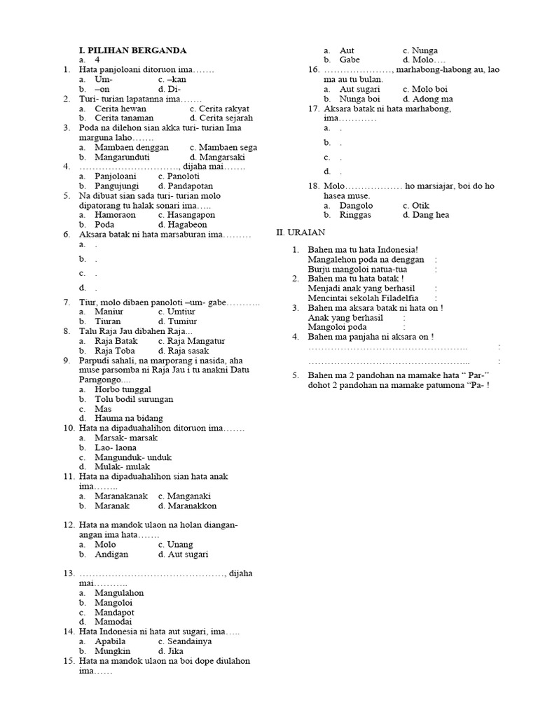 Batak Kelas 6 | PDF | Seni & Disiplin Bahasa