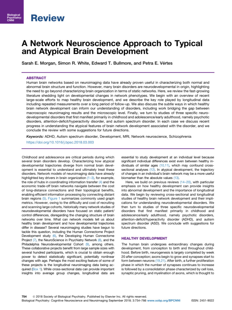 Morgan Et Al. 2018 - A Network Neuroscience Approach To Typical and Atypical Brain Development ...