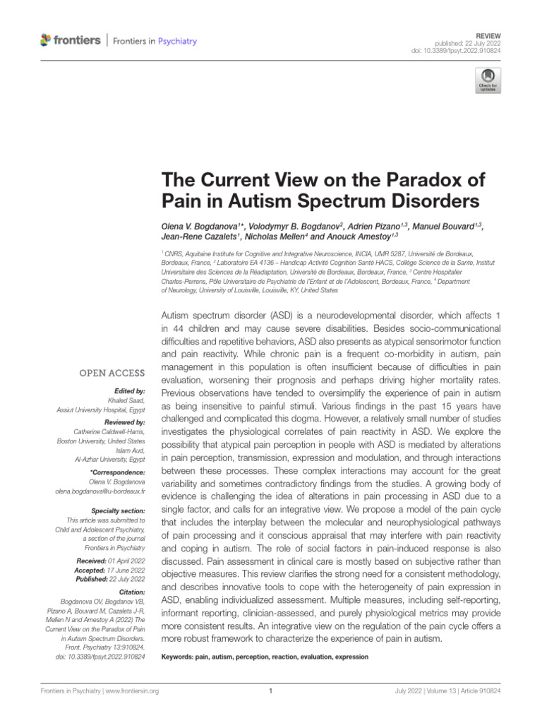 Bogdanova Et Al. 2022 - The Current View On The Paradox of Pain in ...