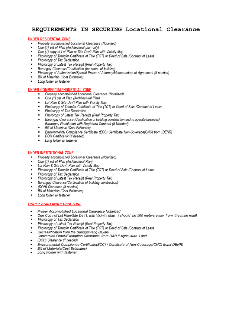 Requirements in Securing Locational Clearance | PDF | Sanitary Sewer ...