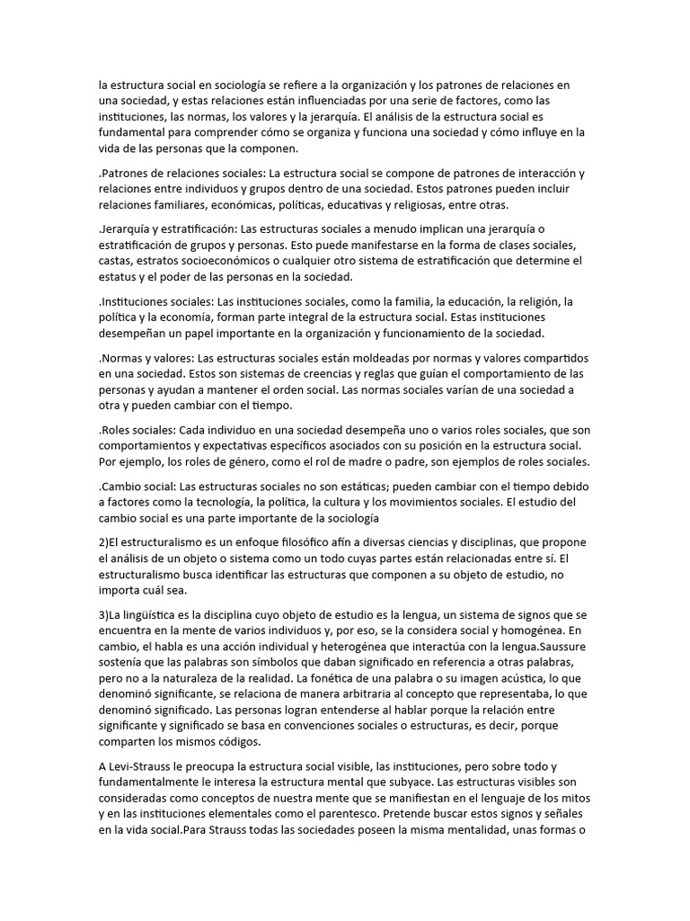 Estructura Social | PDF | Estructura social | Sociedad