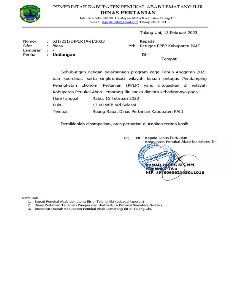 O - Undangan RAPAT PPEP | PDF