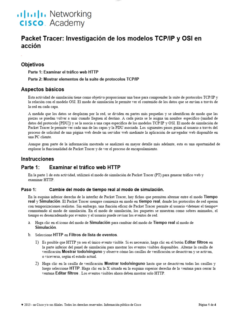 3.5.5 Packet Tracer- Investigación de los modelos TCP_IP y OSI en acción | PDF | Modelo osi ...