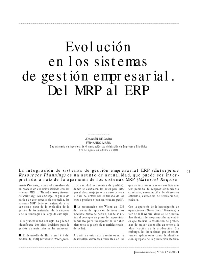 Evolución Del MRP | PDF | Planificación de recursos empresariales ...