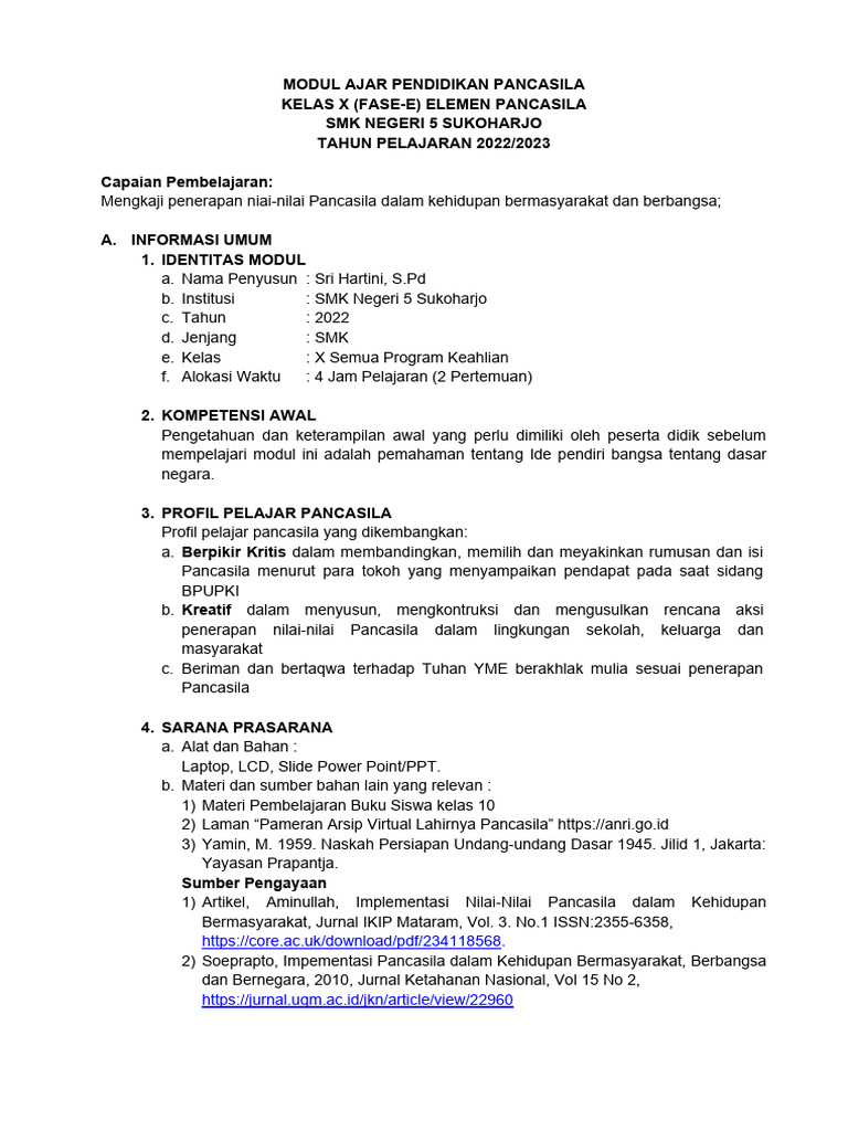 Modul Ajar Pancasila Pertemuan 3-4 (Penerapan Pancasila Dalam Konteks ... Modul Ajar Pancasila Pertemuan 3-4 (Penerapan Pancasila Dalam Konteks ...