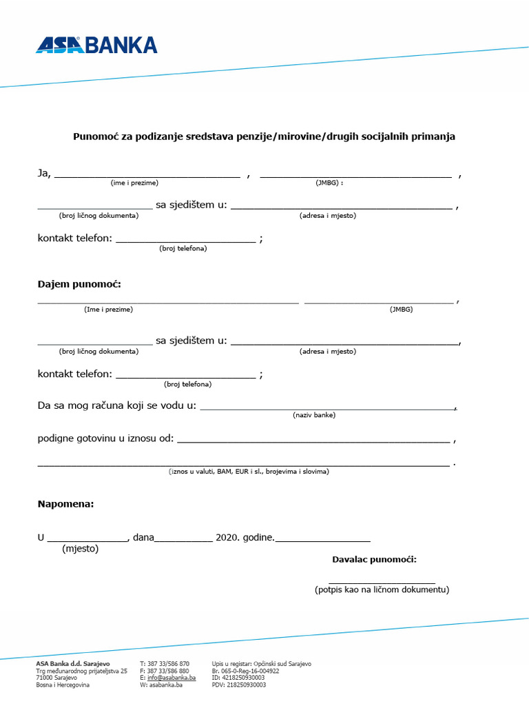 Punomoc Penzioneri | PDF