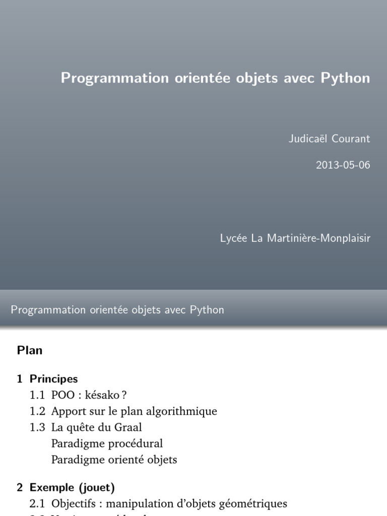 Poo Slides | PDF | Programmation informatique | Python (Langage de ...