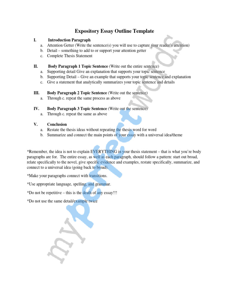 Expository Essay Outline Example PDF | PDF