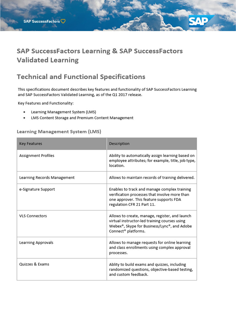 Sap Successfactors Learning Specification | PDF | Mobile App | Android ...