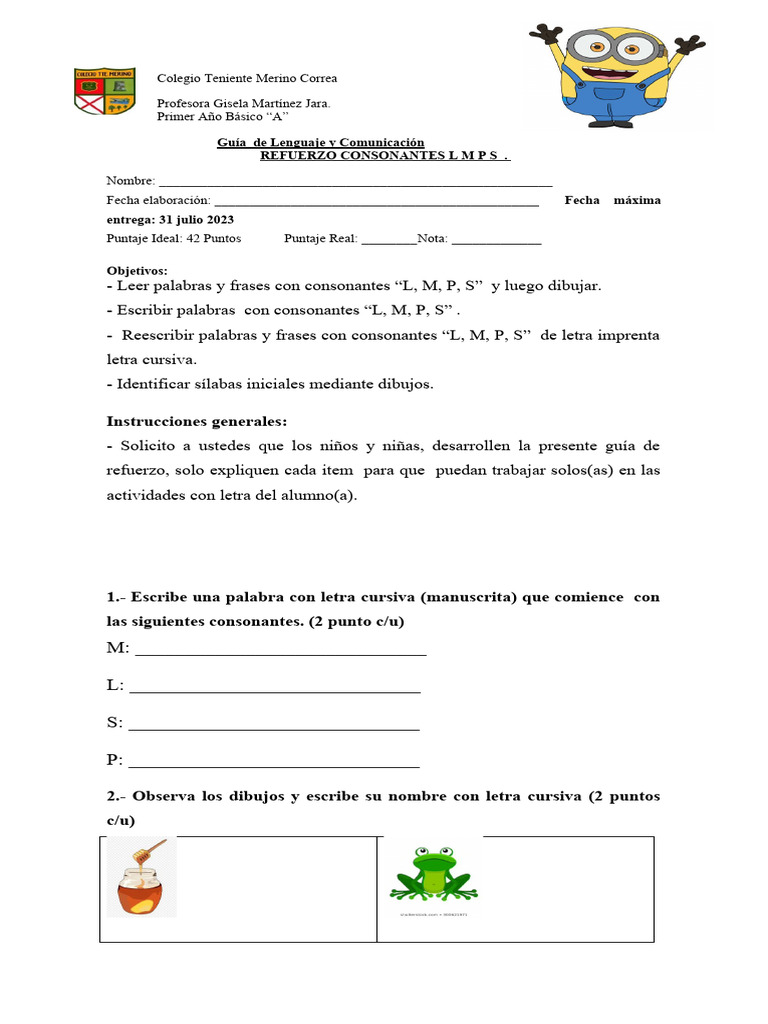 Refuerzo de Consonantes L, M, P, S | PDF