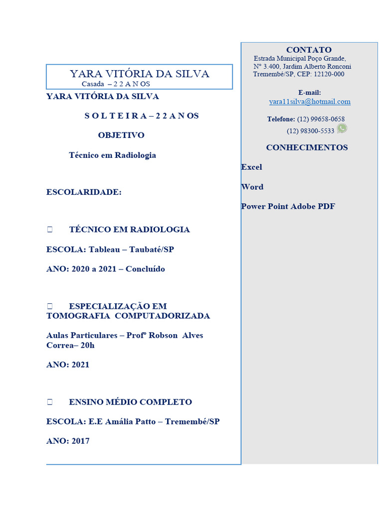 CV Yara Vitoria | PDF