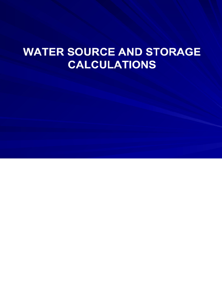 Water Source and Storage Calculations | PDF
