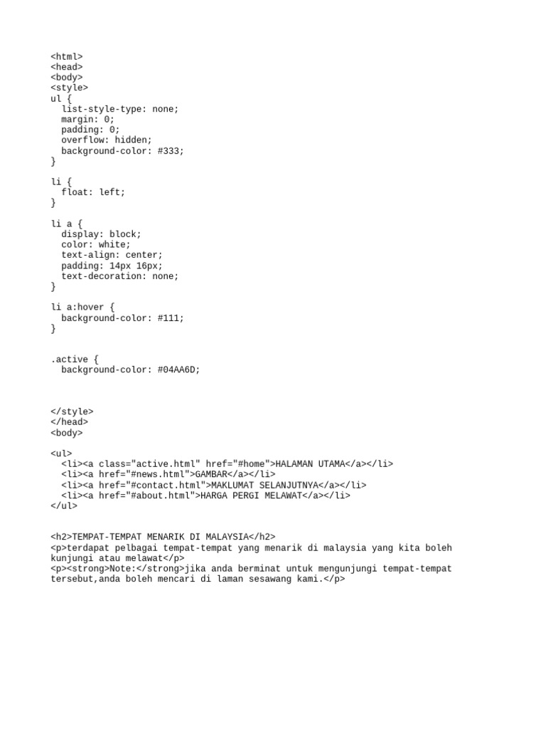 Menu HTML | PDF