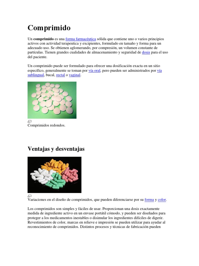 Definición y tipos de comprimidos | PDF | Tableta (Farmacia) | Farmacia
