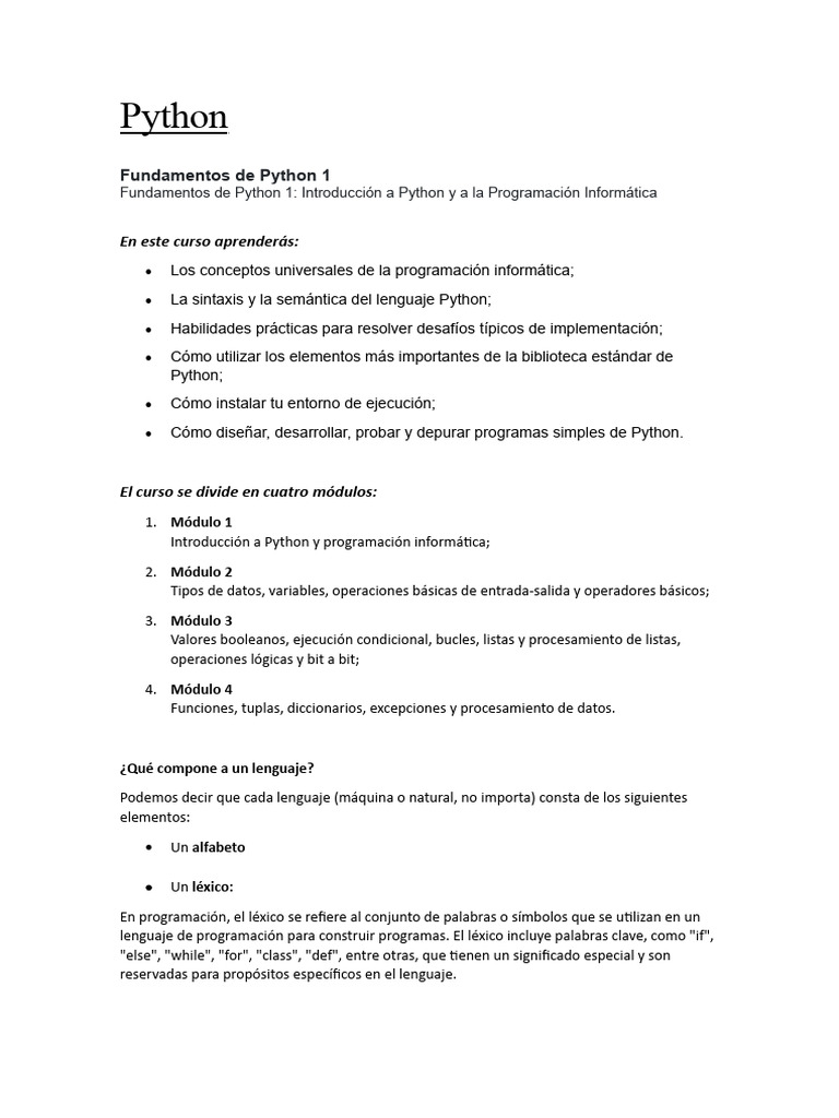 Fundamentos 1 | PDF | Python (lenguaje de programación) | Programa de ...