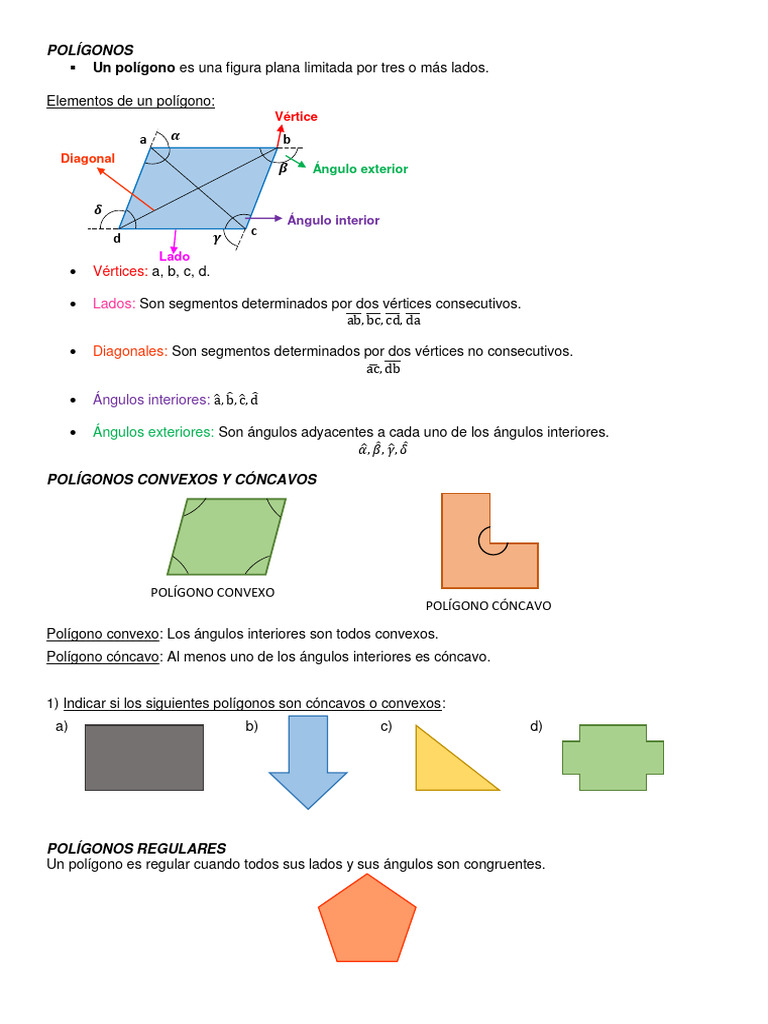 Polígonos Convexos y Cóncavos: Definiciones | PDF