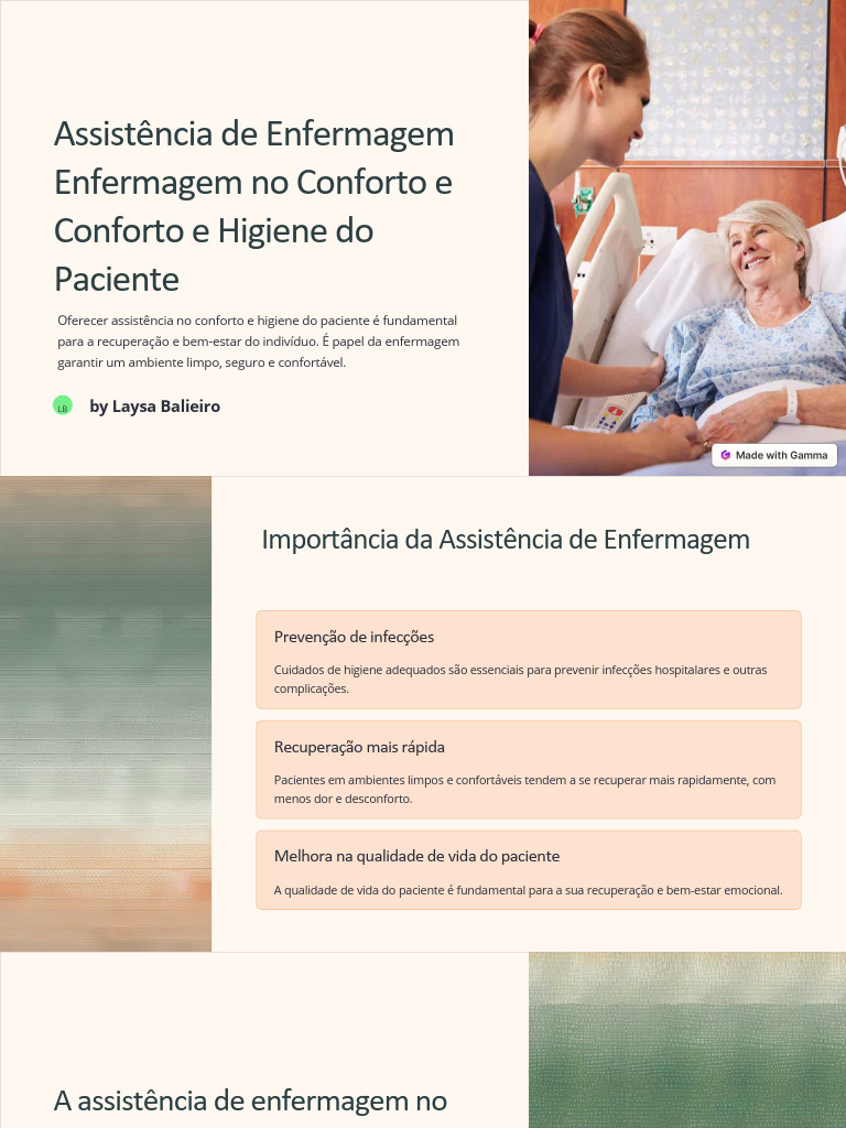 Assistencia de Enfermagem No Conforto e Higiene Do Paciente | PDF ...