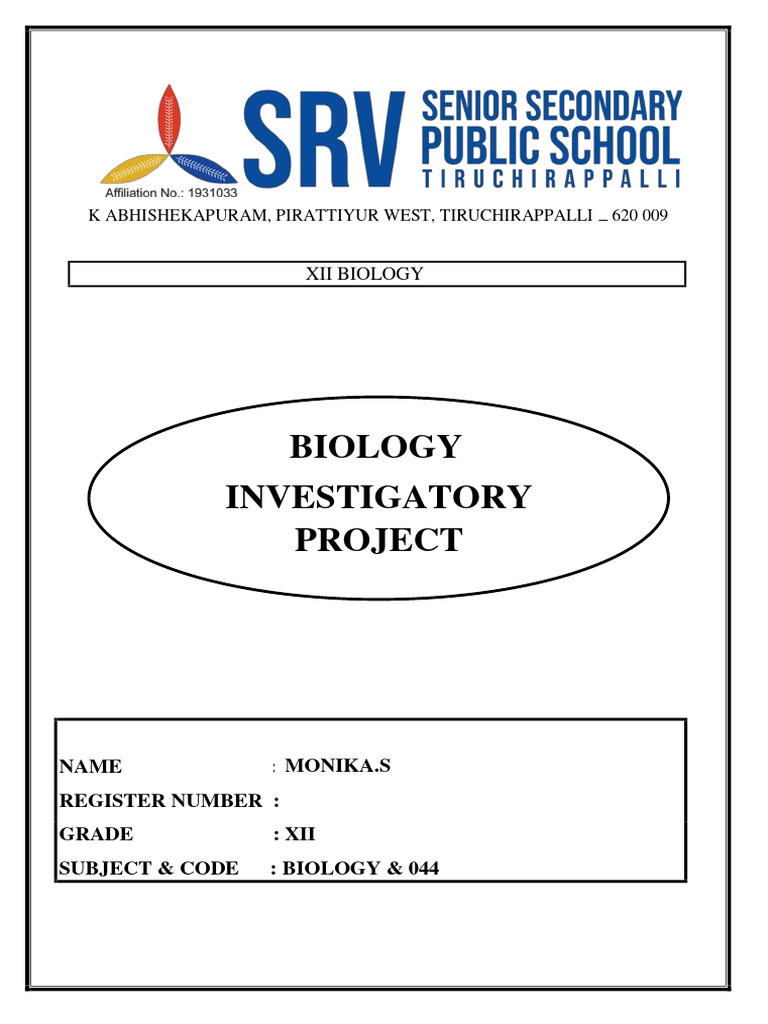 Biology Investigatory Project Class 12 - Edited | PDF | In Vitro ...