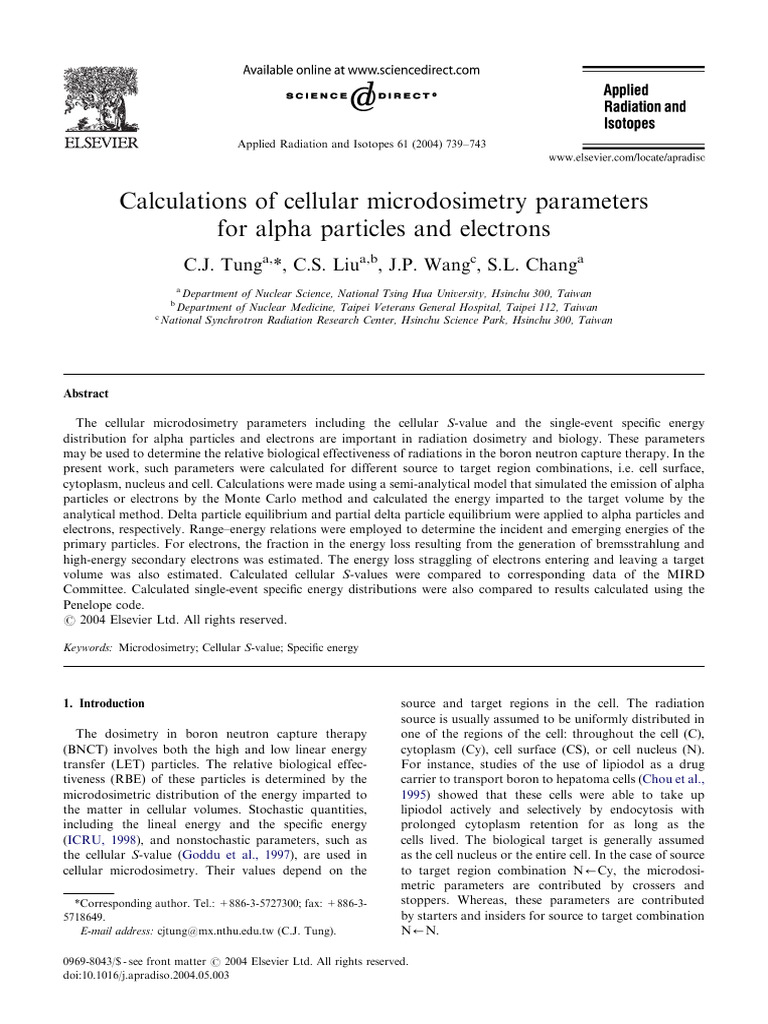 739ARI2004CSDA Calculations of Cellular Microdosimetry Parameters For Alpha Particles and ...